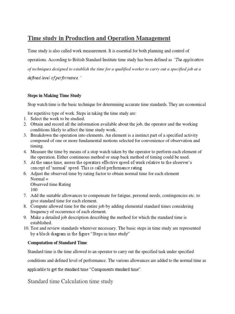 Time Study in Production and Operation Management | PDF | Time | Nature