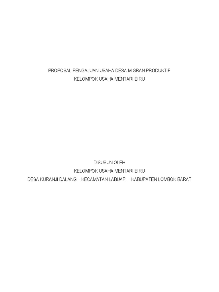 Contoh Proposal Pengajuan Usaha TKM Desmigratif | PDF