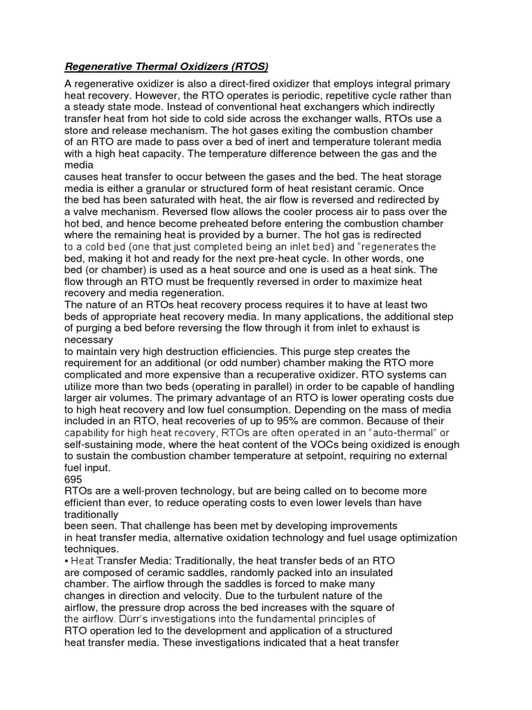 Regenerative Thermal Oxidizers | PDF | Chemical Process Engineering ...