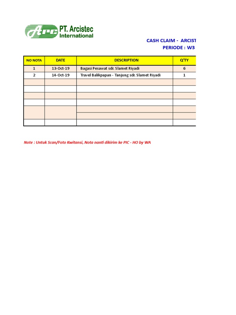 Cash Claim Slamet Riyadi | PDF