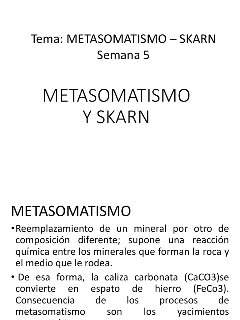 Metasomatismo Skarn | PDF | Roca (geología) | Minerales