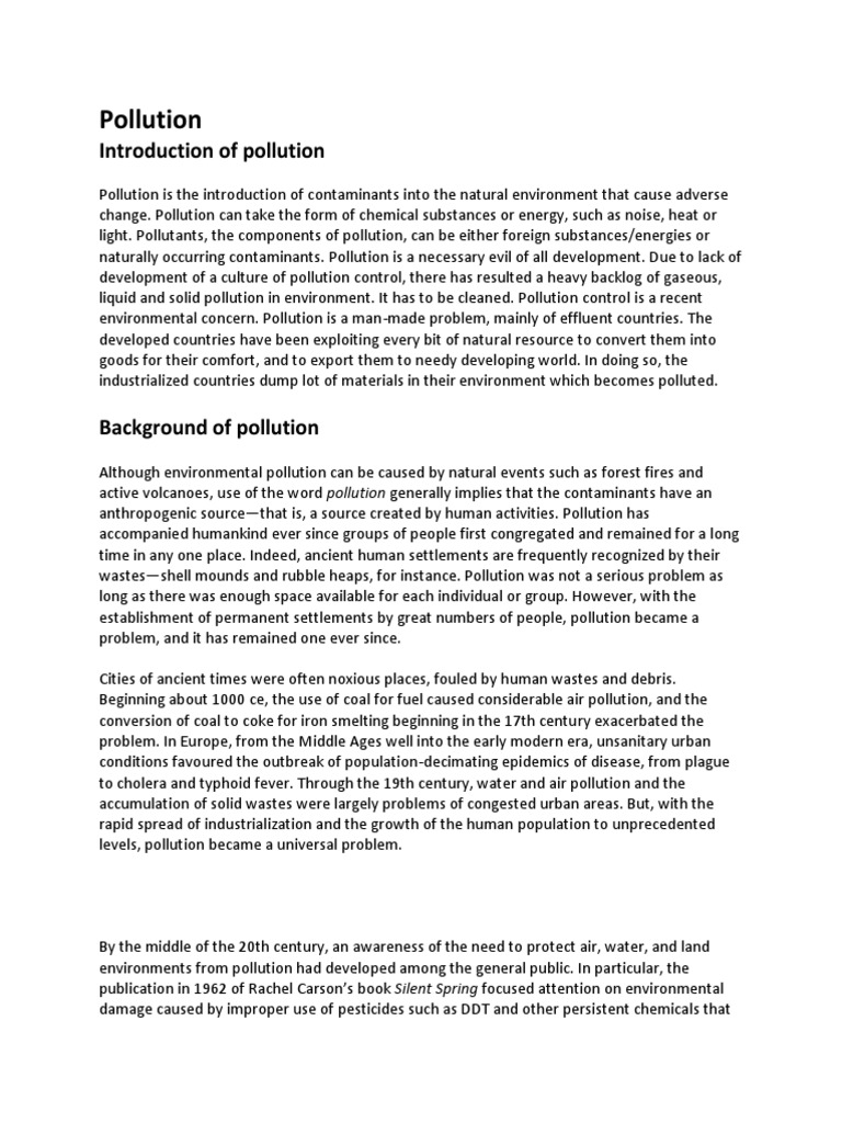 Introduction of Pollution | Download Free PDF | Water Pollution | Pollution