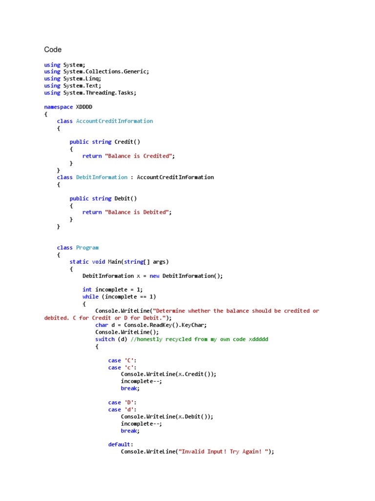 Using Using Using Using Using Namespace Class: Accountcreditinformation | PDF | Teaching Methods ...