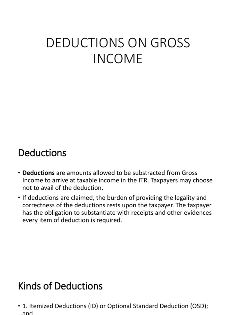 Deductions On Gross Income | PDF | Tax Deduction | Expense