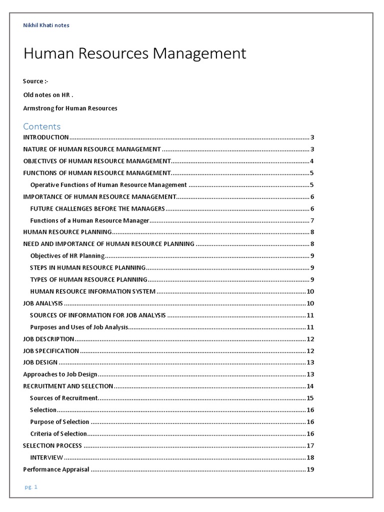 Human Resources Management | PDF | Human Resource Management | Human ...