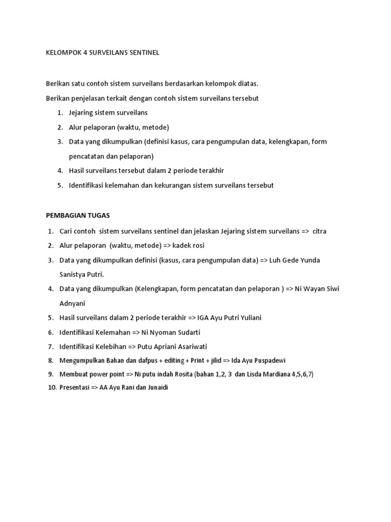 Kelompok 4 Surveilans Sentinel | PDF