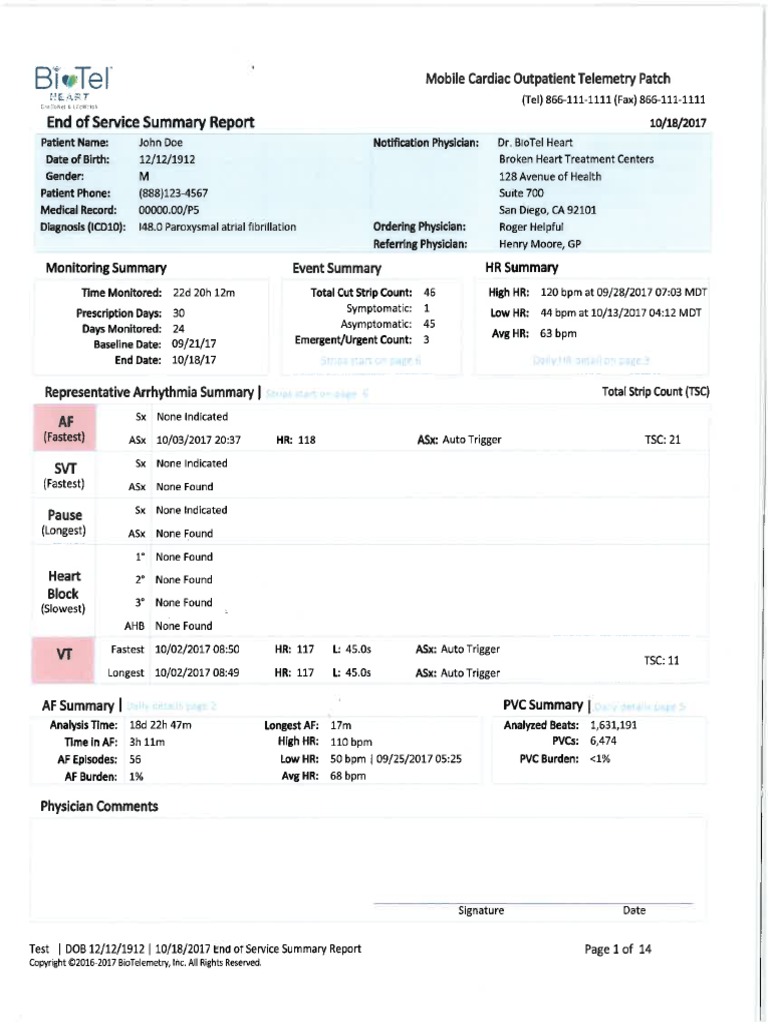BioTel EOS Report | PDF