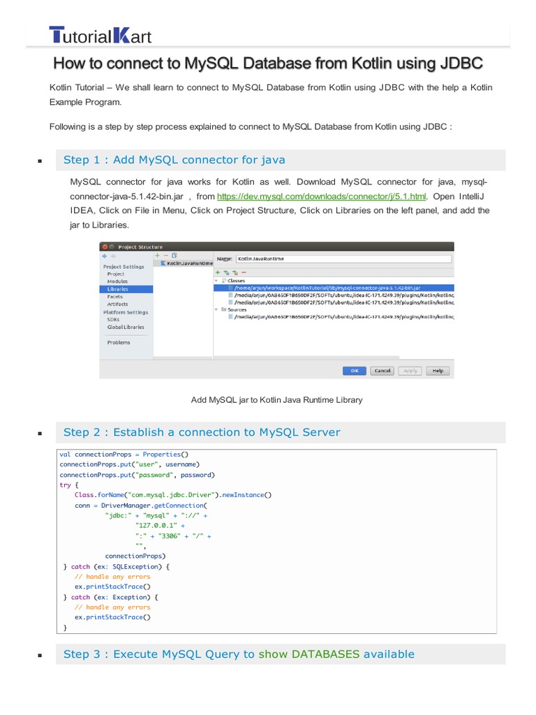 Connect To Mysql Database From Kotlin Using Jdbc Pdf Class Computer Programming My Sql 3715