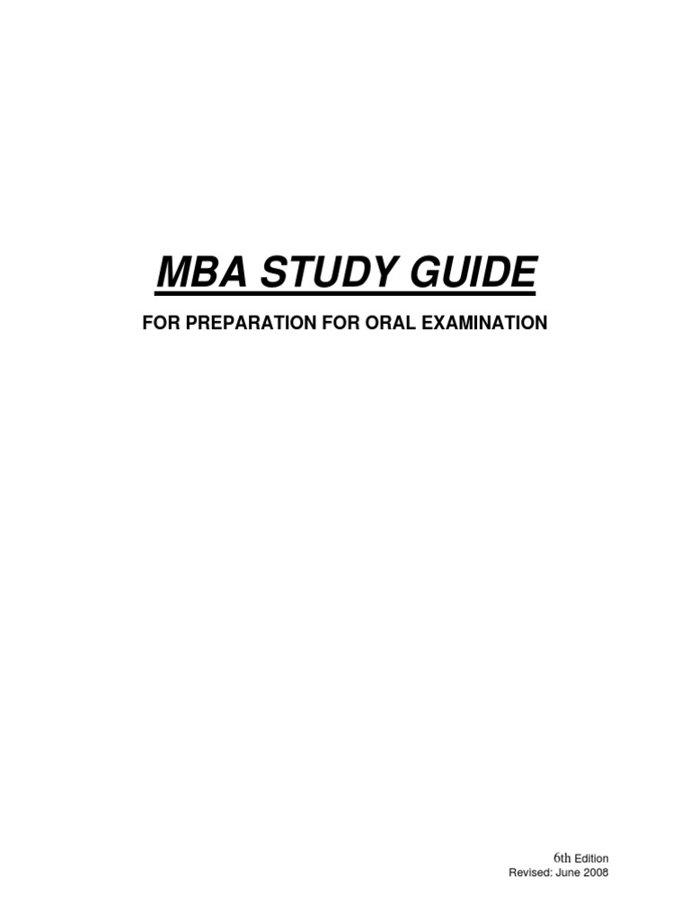 Mba Study Guide: For Preparation For Oral Examination | PDF | Price ...