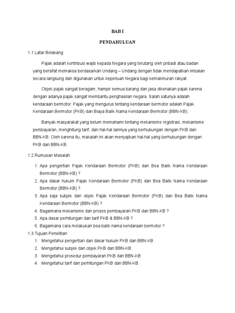 Pengertian Dan Dasar Hukum PKB Dan BBN-KB | PDF