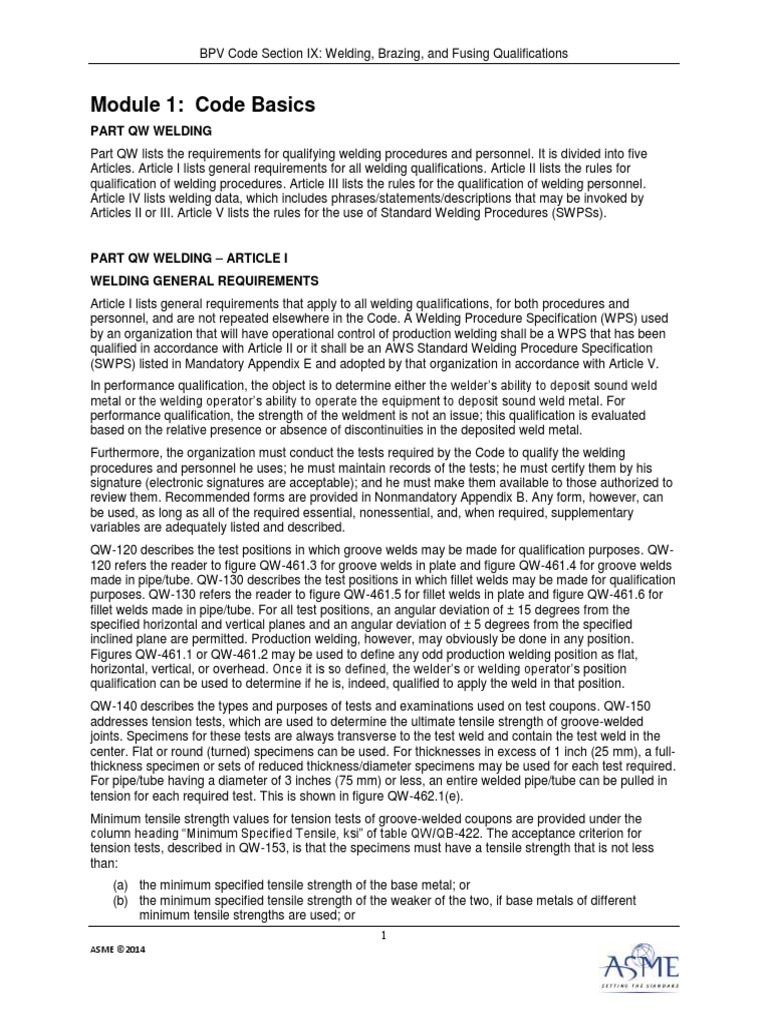 Module 1: Code Basics: Part QW Welding | Download Free PDF | Welding ...