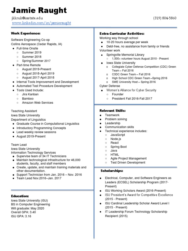 Jamie Raught Resume | PDF | Software | Computing