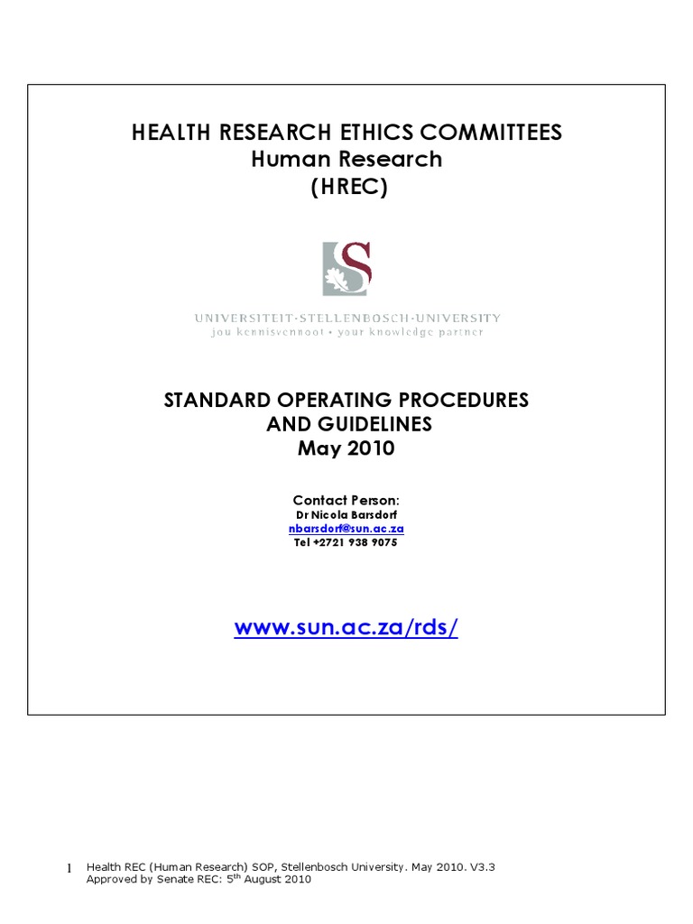 Health Research Ethics Committees Human Research (HREC) : Standard ...