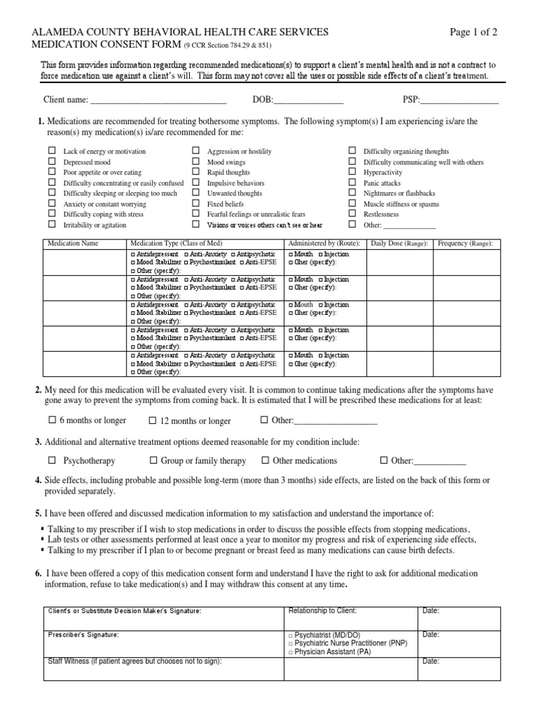 Alameda County Behavioral Health Care Services Page 1 of 2 Medication ...