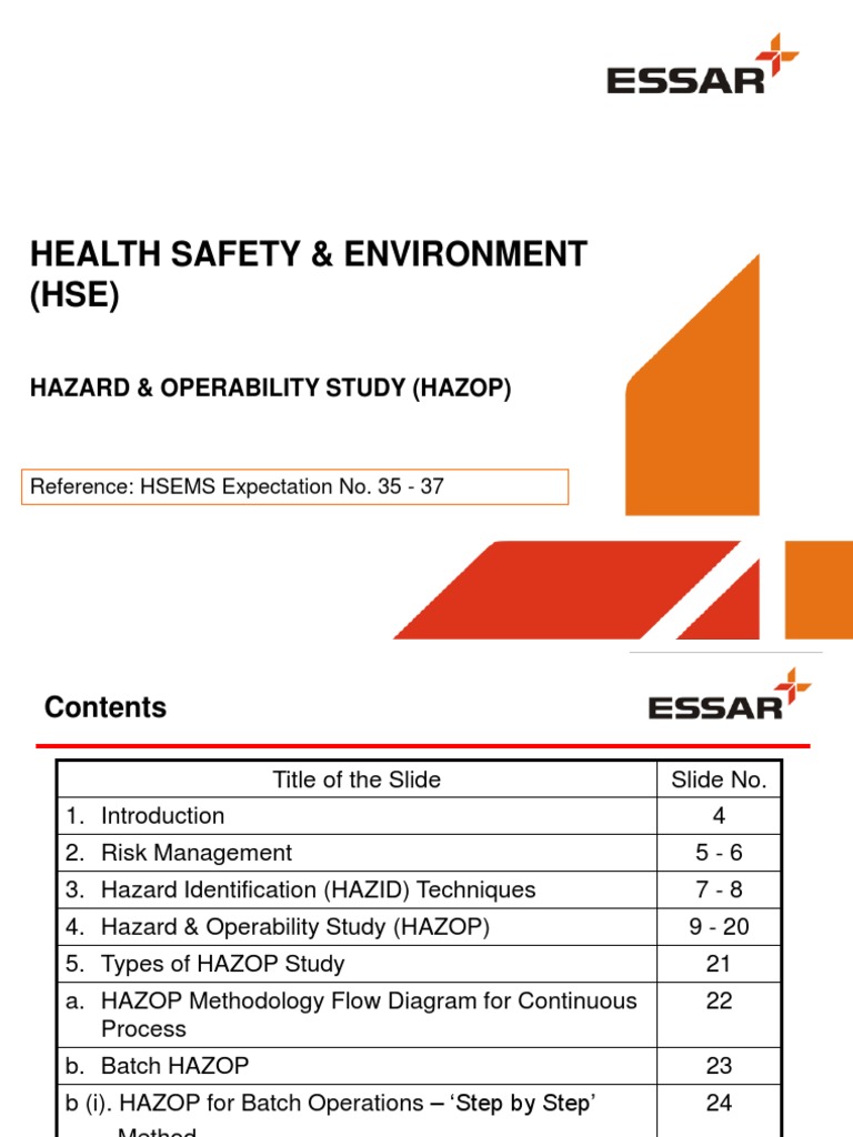 HAZOP Study Guide | PDF | Risk Management | Hazards