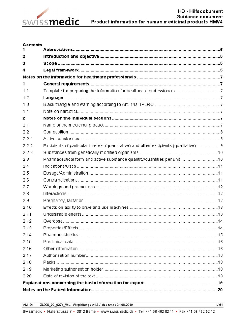 Product Information For Human Medicinal Products HMV4 | PDF | Dose ...