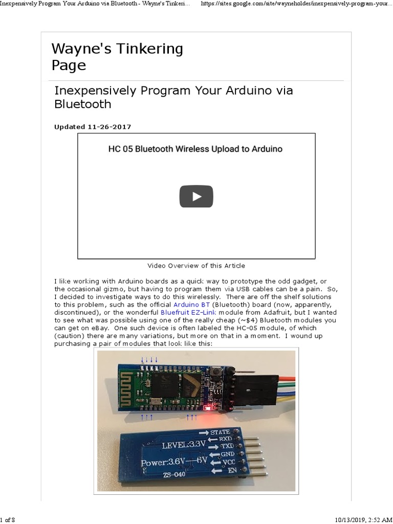 Wayne's Tinkering: Inexpensively Program Your Arduino Via Bluetooth ...