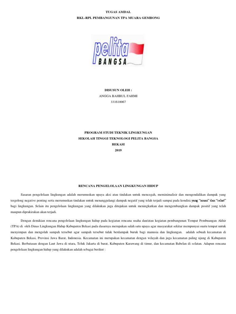 RKL-RPL Pembangunan TPA | PDF