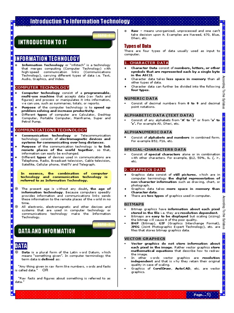 Introduction To Information Technology: Types of Data | PDF ...