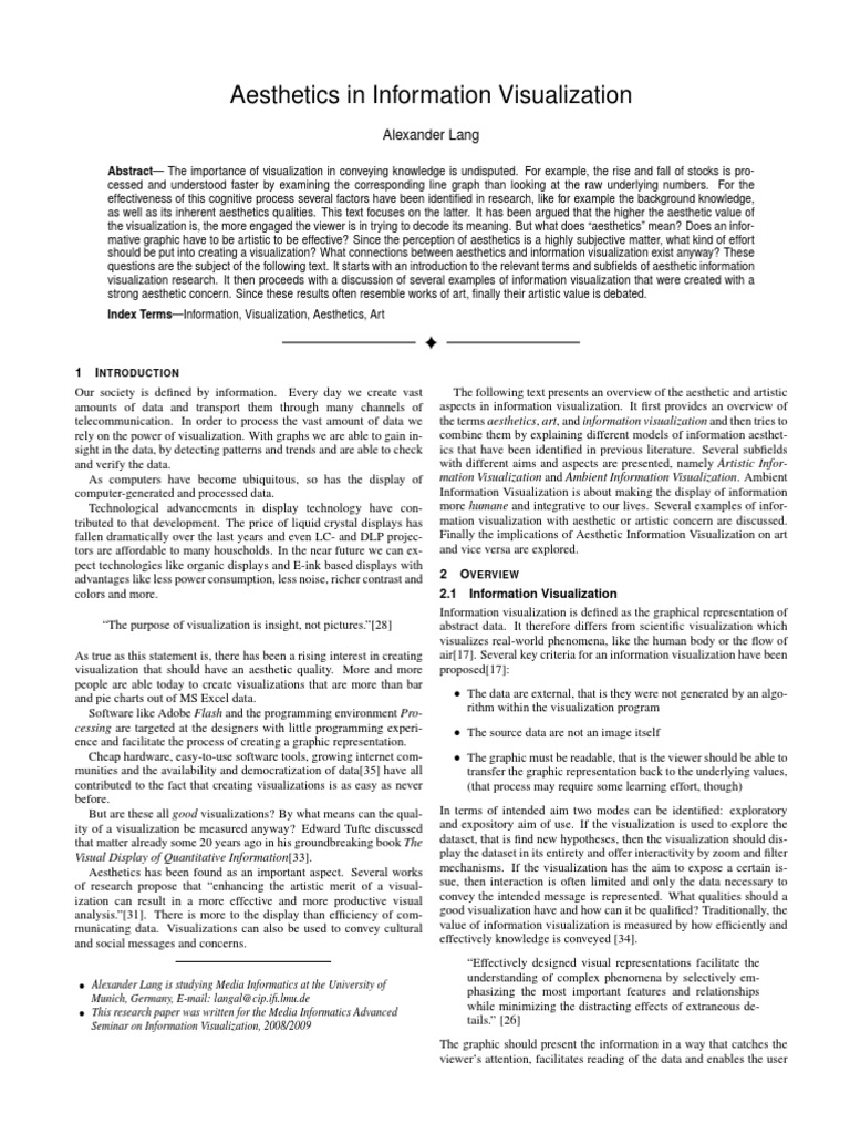 Aesthetics in Information Visualization | PDF | Visualization (Graphics ...