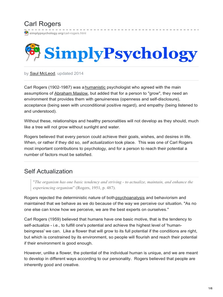 SELF by Carl Rogers | PDF | Self Actualization | Metaphysics Of Mind