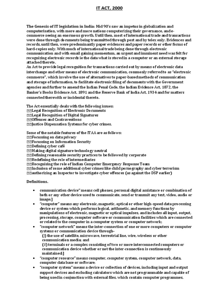 IT ACT-notes | PDF | Computer Data Storage | Input/Output