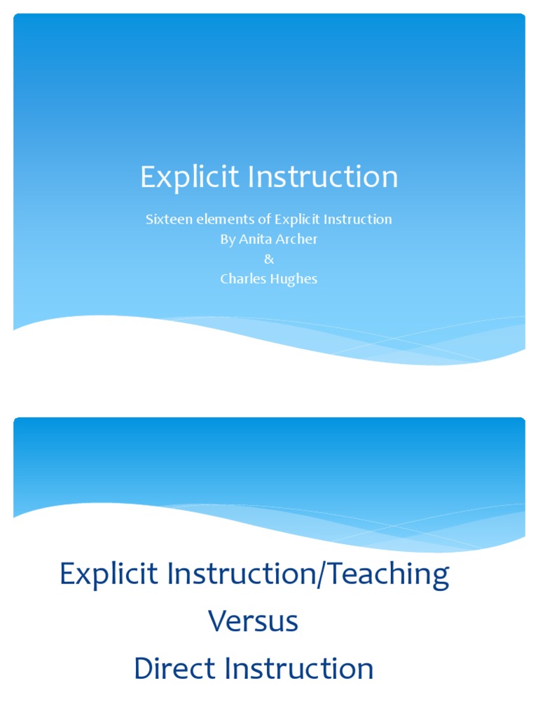 Explicit Instruction: Sixteen Elements of Explicit Instruction by Anita ...