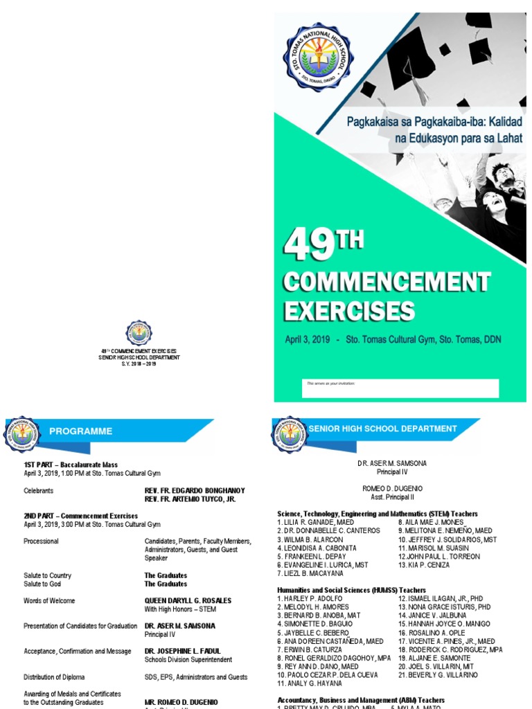 49 Commencement Exercises Senior High School Department S.Y. 2018 ...