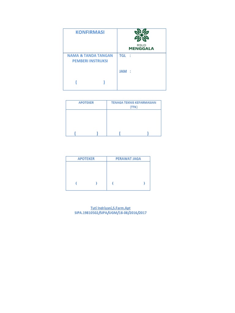 Contoh Cap Apoteker dan Tanda Tangan | PDF