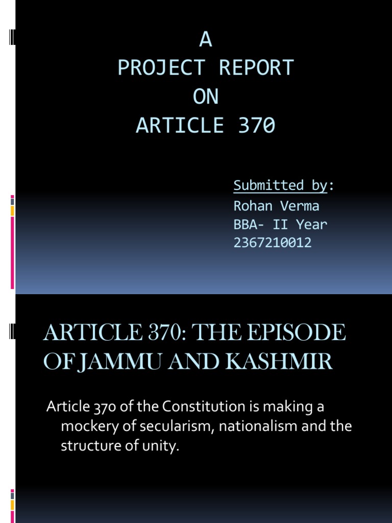 Article 370 | PDF | Political Charters | Social Institutions