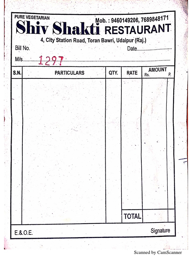 Udaipur Fooding Bill | PDF
