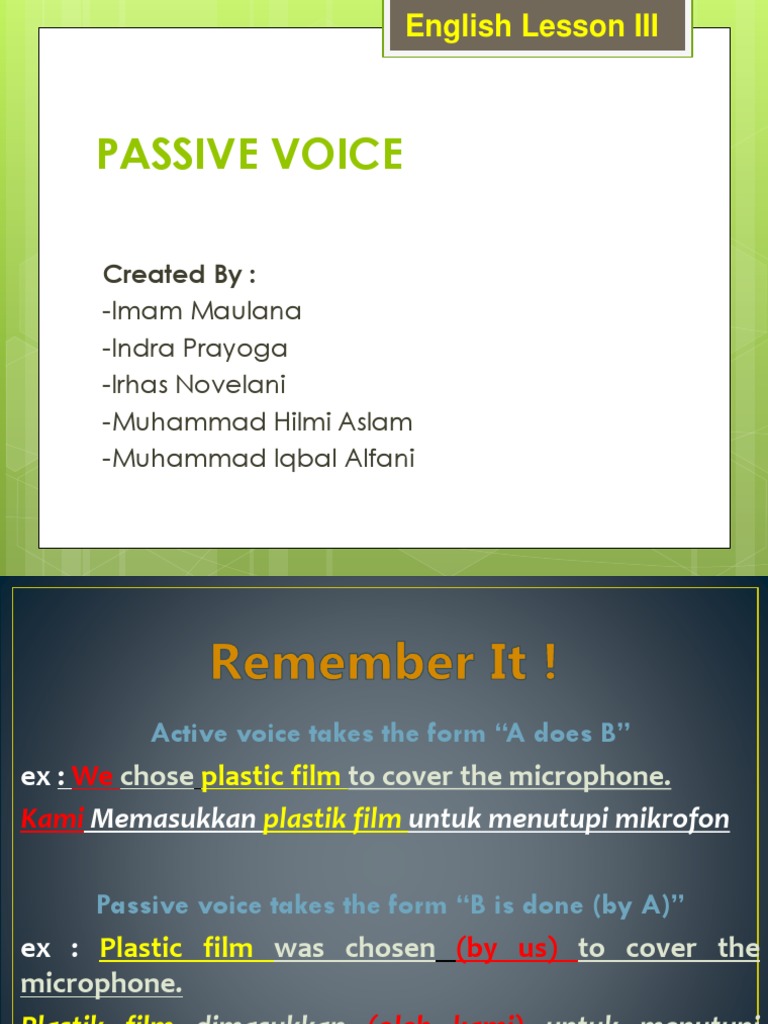 Passive Voice: Created by | PDF | Grammatical Tense | Syntax