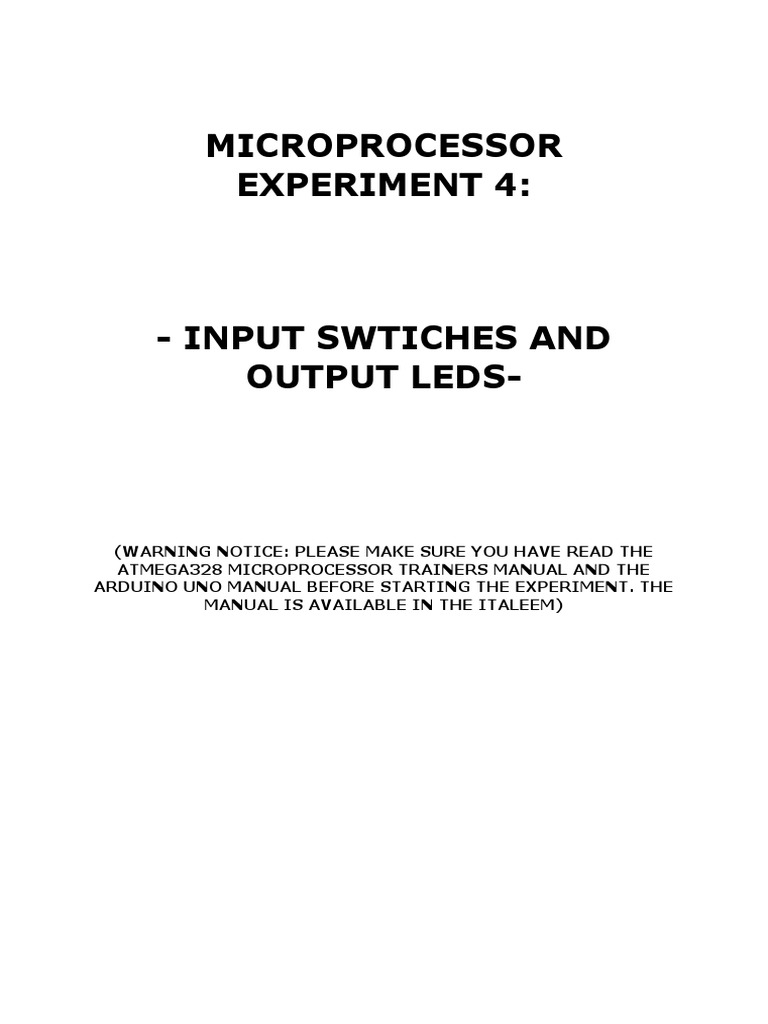 Microprocessor Lab Manual | PDF | Input/Output | Arduino Microprocessor Lab Manual | PDF | Input/Output | Arduino