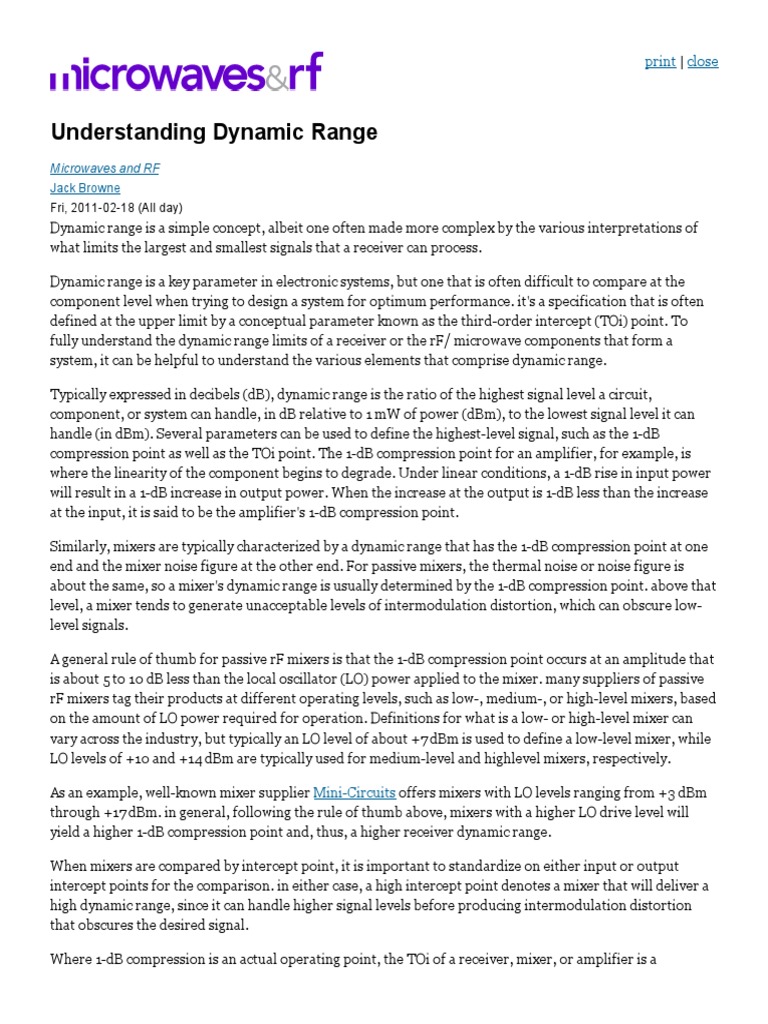 Understanding Dynamic Range | PDF | Amplifier | Decibel
