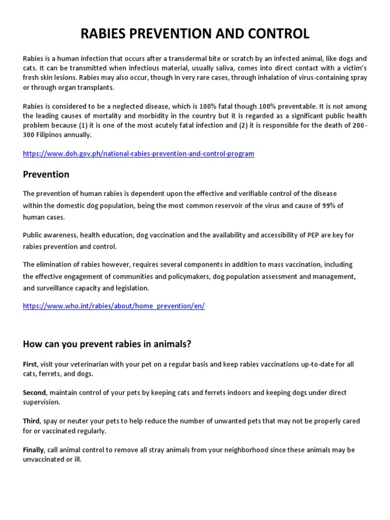 Rabies Control for Pet Owners | PDF | Rabies | Infection