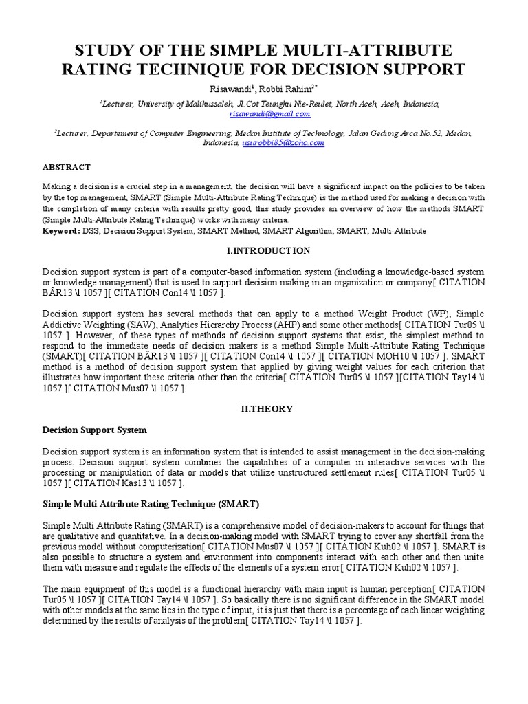 Study of Simple Multi Attribute Rating Technique - Edited | PDF | Decision Support System ...