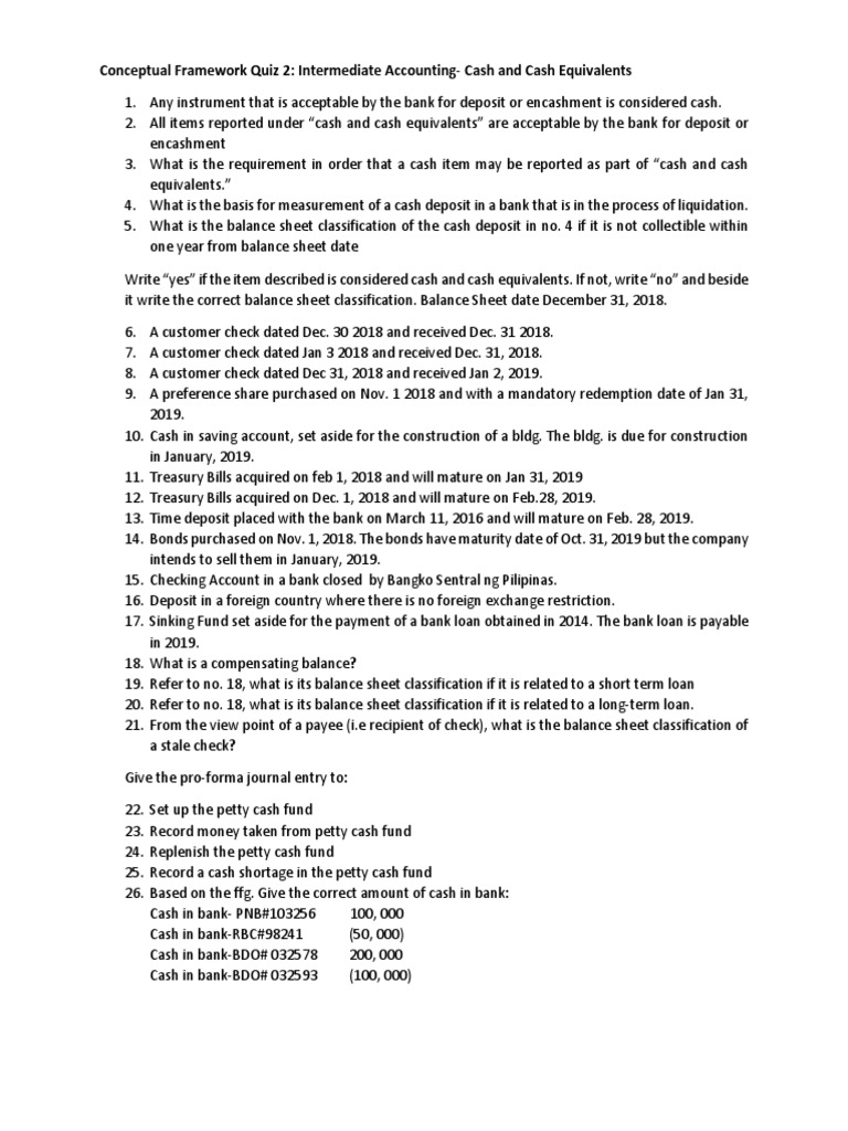 Conceptual Framework Quiz 2 | Download Free PDF | Cheque | Banks
