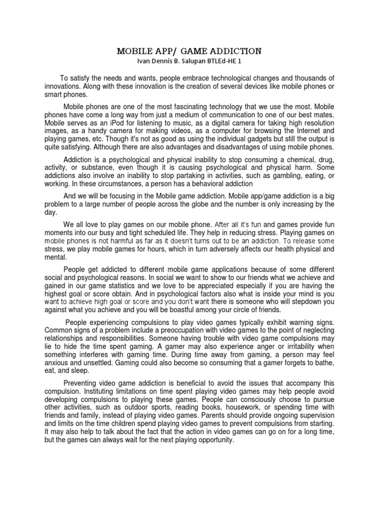 Blog About Mobile Addiction | PDF | Video Games | Mobile Game