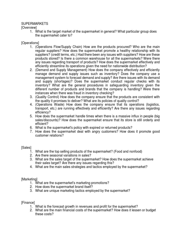 Supermarket Interview Insights and Strategies | PDF | Supermarket ...