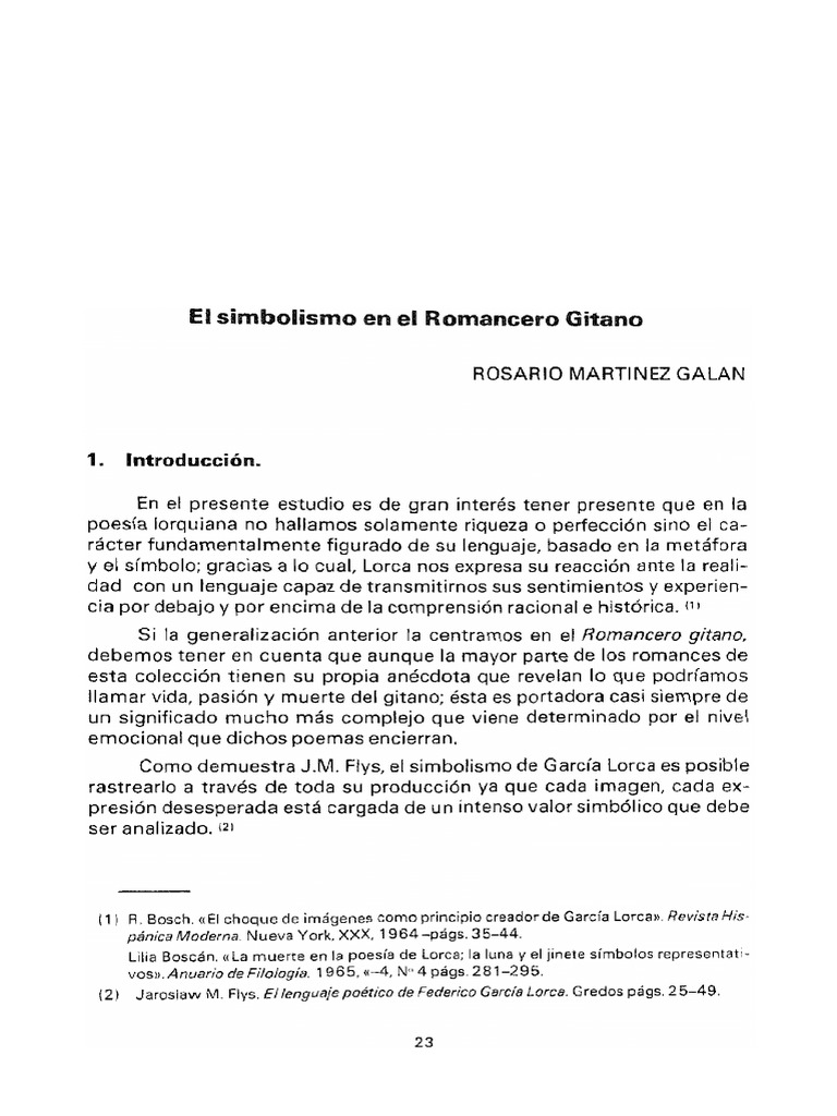 El Simbolismo en El Romancero Gitano PDF | PDF