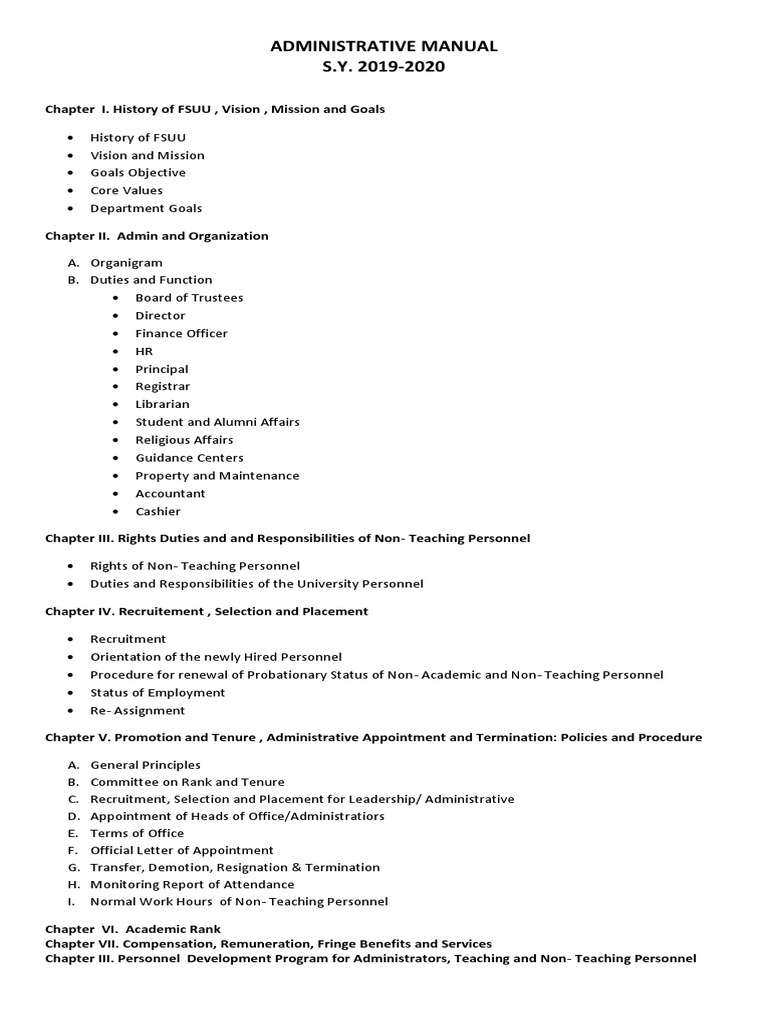 Administrative Manual Final | PDF | Board Of Directors | Teachers