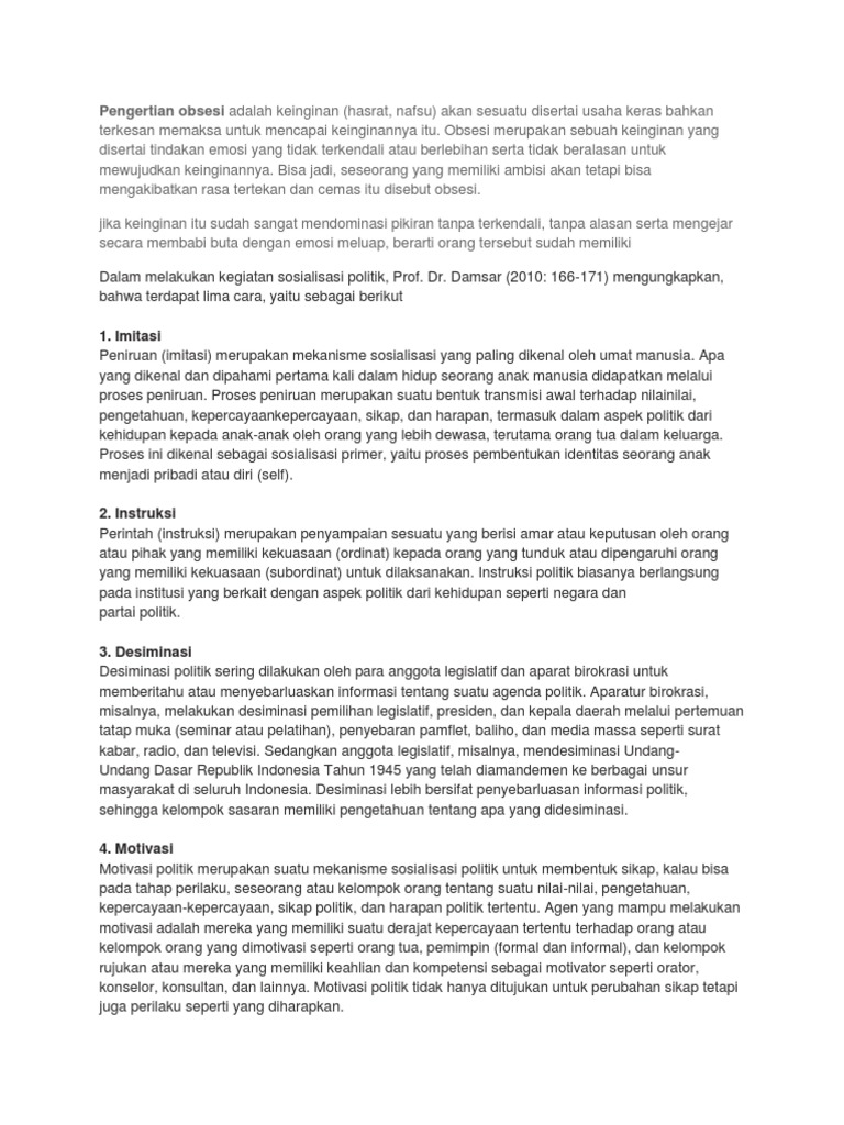 Memahami Obsesi dan Sosialisasi Politik | PDF | Politik | Sains ...