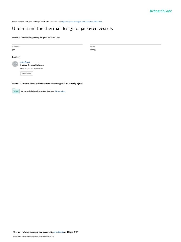 1999 Jacketed Vessels Thermal Design | PDF