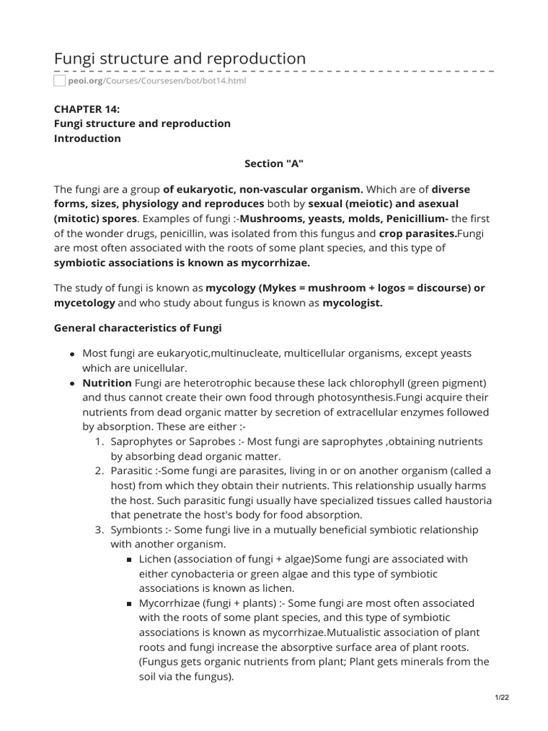 Fungi Complete Notes | PDF | Fungus | Sexual Reproduction