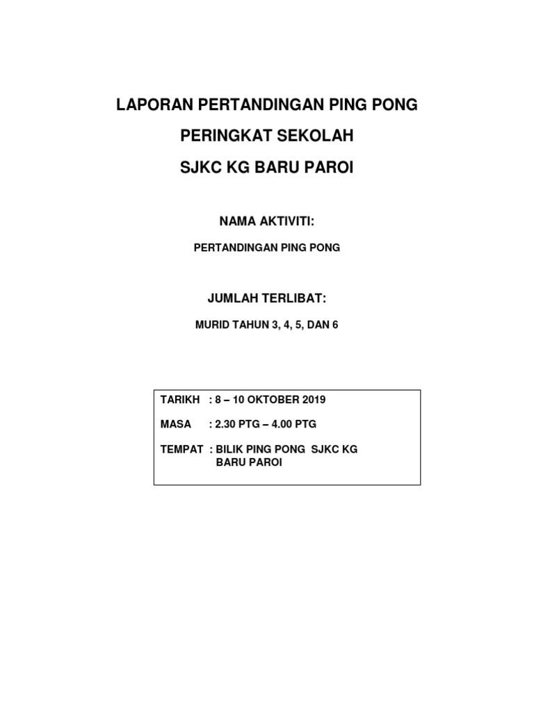 Laporan Pertandingan Ping Pong | PDF