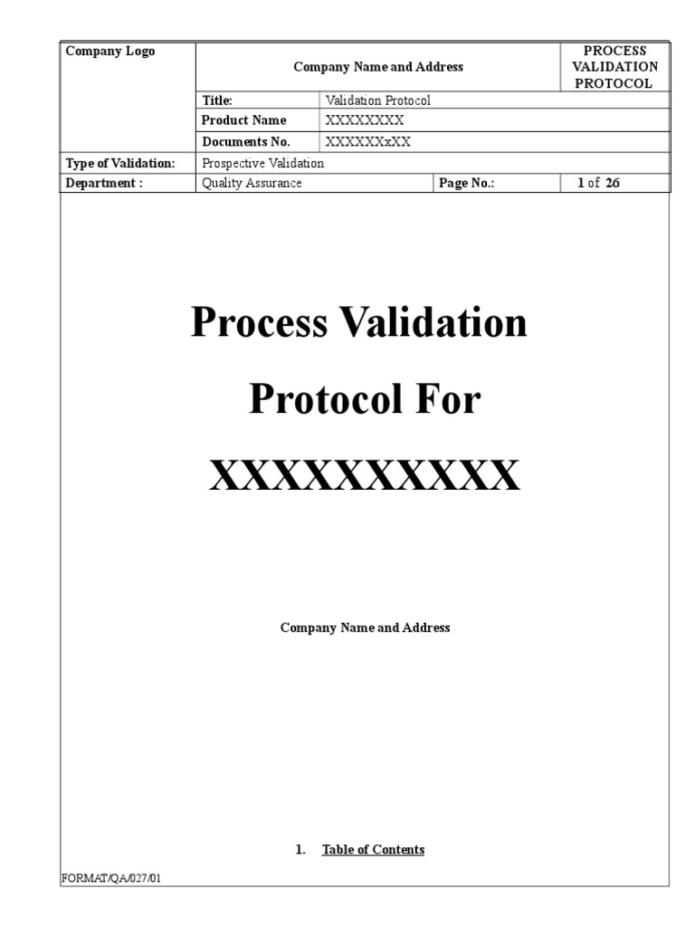 Process Validation Protocol | PDF | Verification And Validation | Quality Assurance