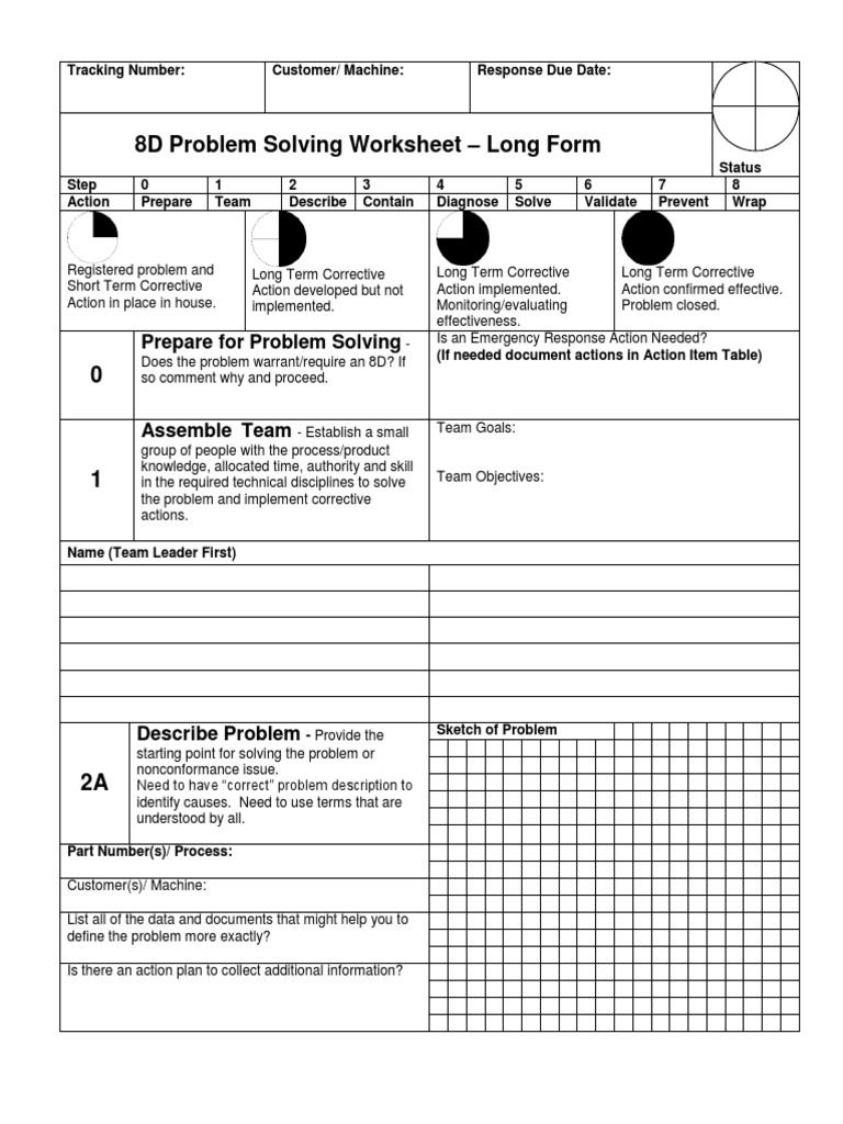 8D Problem Solving Worksheet - Long Form | PDF | Causality | Cognition
