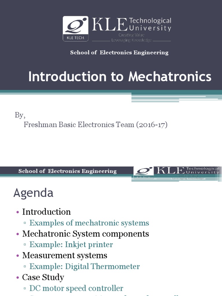 Introduction To Mechatronics: By, Freshman Basic Electronics Team (2016 ...