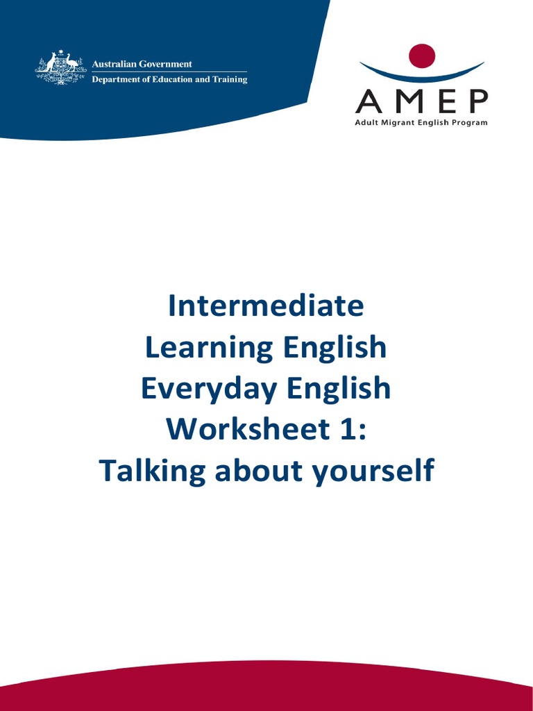 Intermediate Learning English Everyday English - Worksheet 1 Talking ...