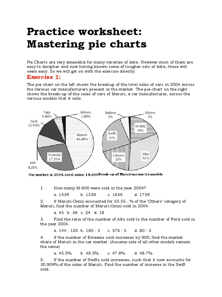 Practice Worksheet: Mastering Pie Charts: Exercise 1 | PDF | Annual ...